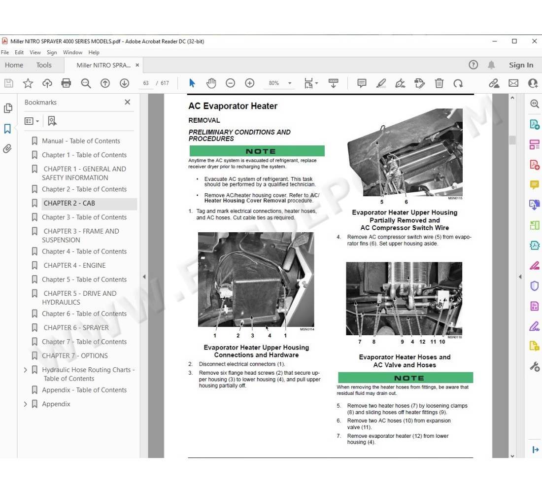 Miller Sprayer 4215 4240HT 4275 4315 4365 service manual
