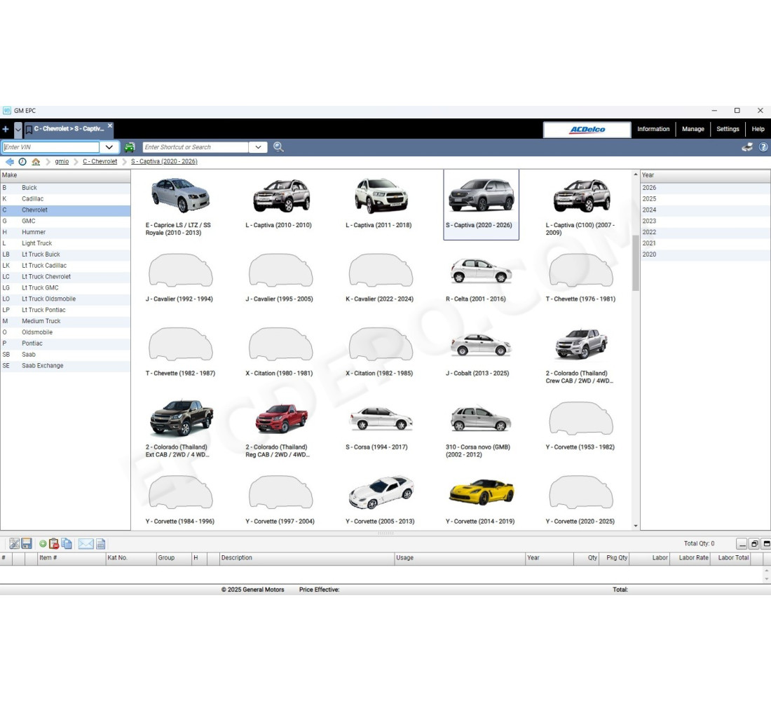 General Motors GM IO International epc parts catalog 2025
