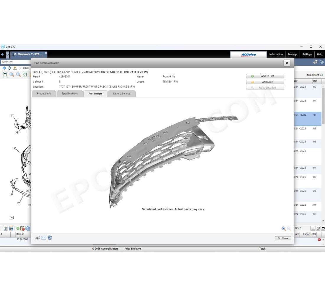 General Motors GM IO International epc parts catalog 2025