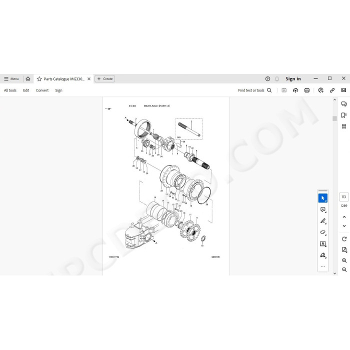Hidromek Motor Grader MG330 spare parts manual