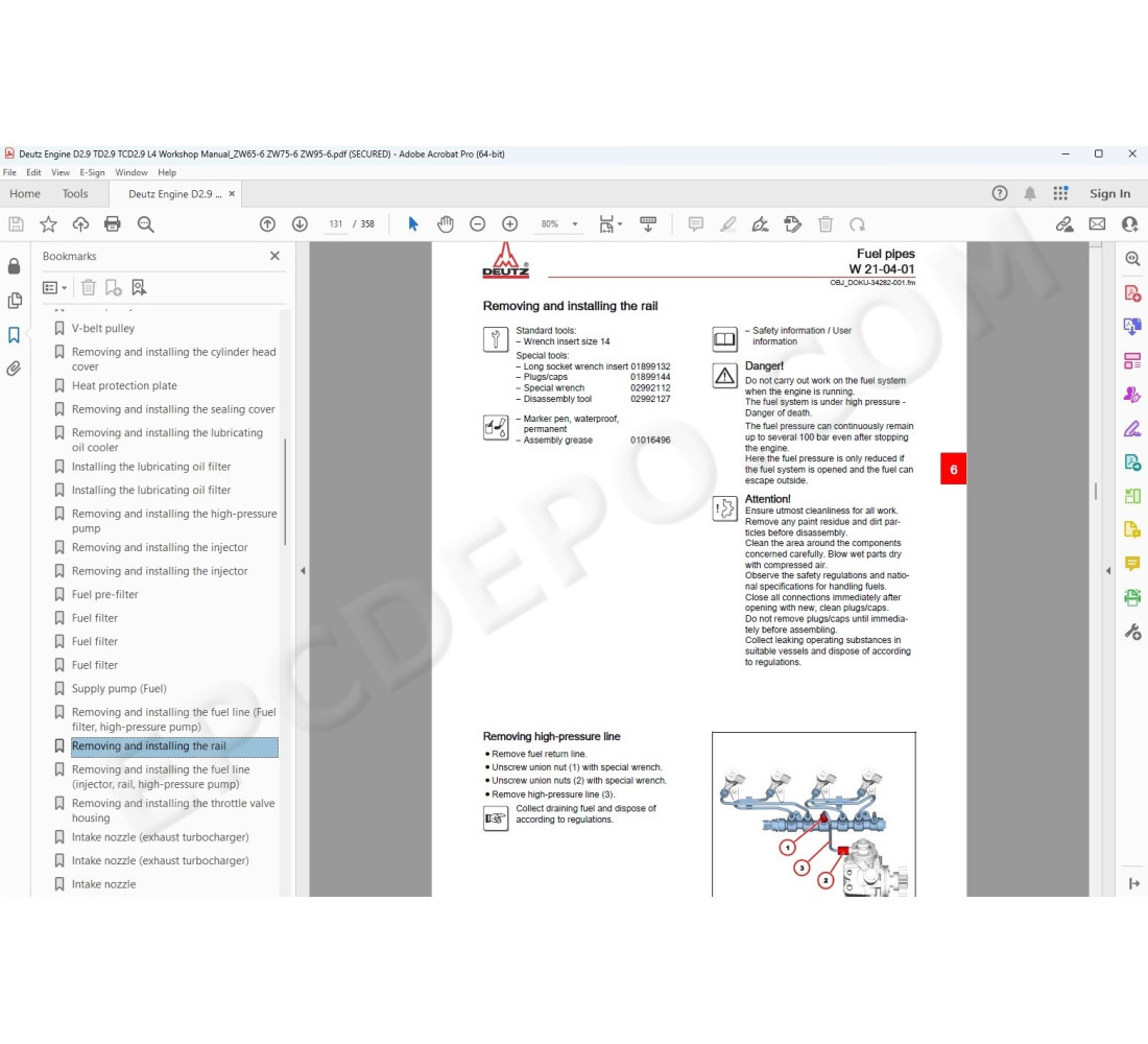 Deutz D TD TCD 2.9 L4 engine service manual