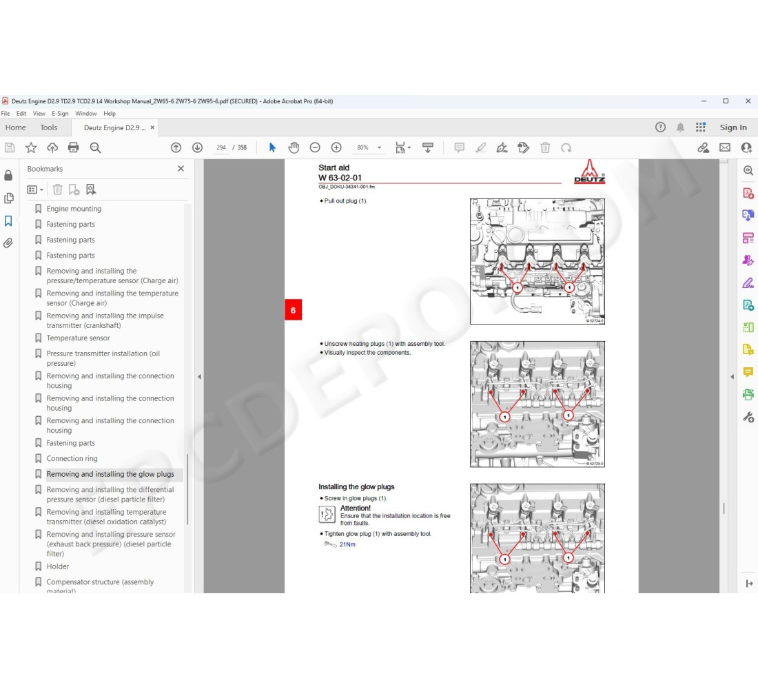 Deutz D TD TCD 2.9 L4 engine service manual