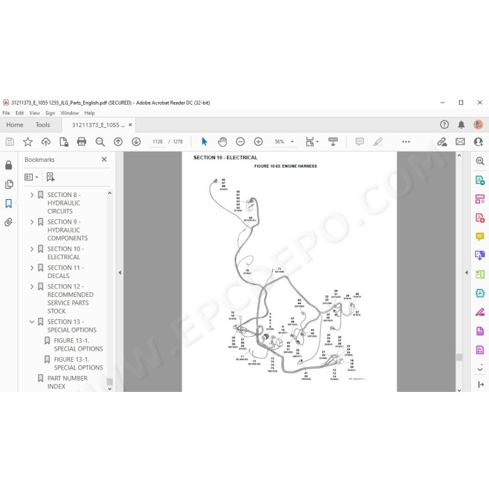 JLG Telehandler 1055 spare parts manual