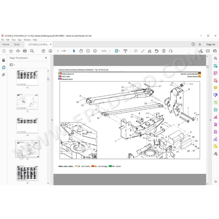 JLG Compact Crawler Boom X550AJ spare parts manual