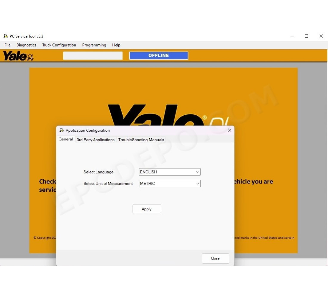 YALE PC SERVICE TOOL 2024 v5.3 DIAGNOSTIC
