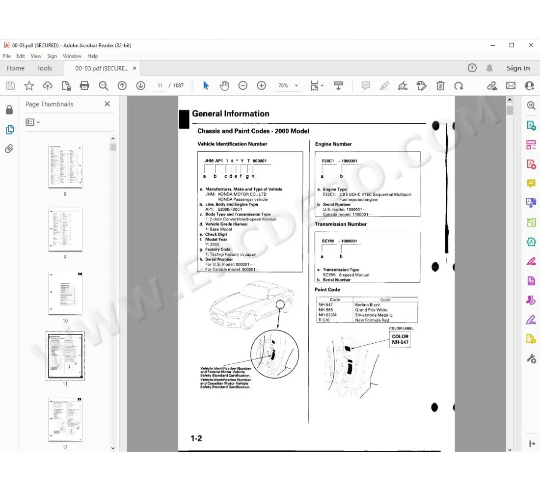 Honda S2000 2000 - 2003 service manual