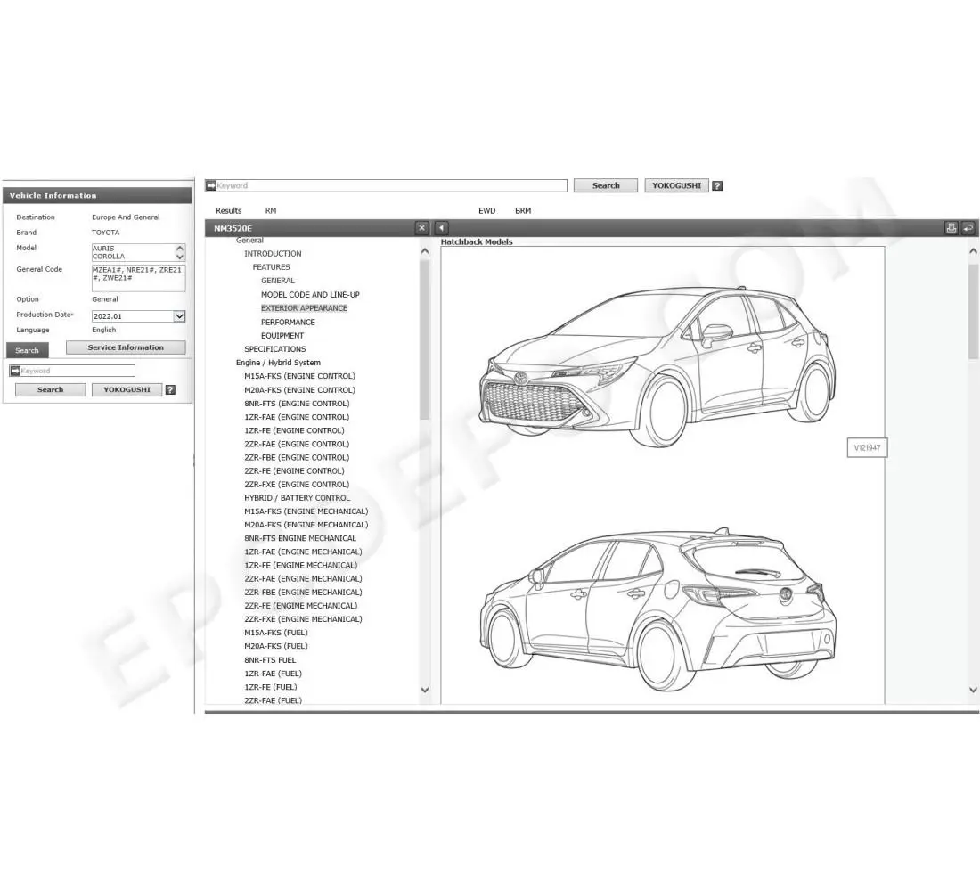 Toyota Auris / Corolla 2018 - 2024 service & repair manual