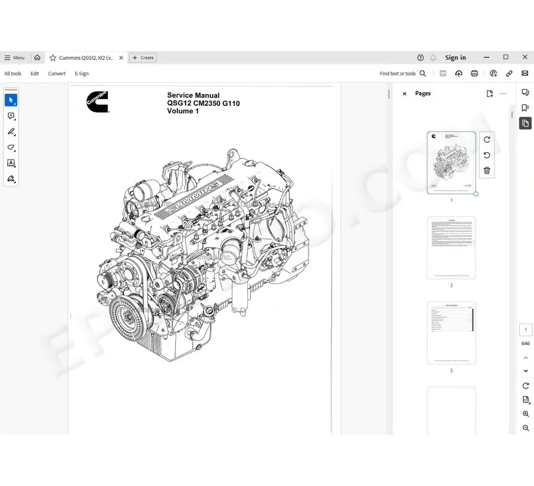 Cummins engine QSG12 CM2350 G110 service manual