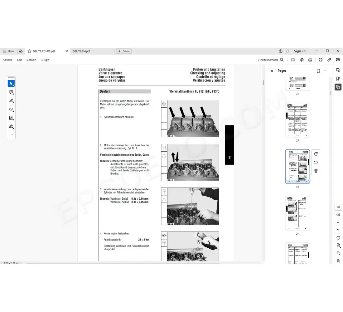 Deutz engine 912 913 914 service & repair manual