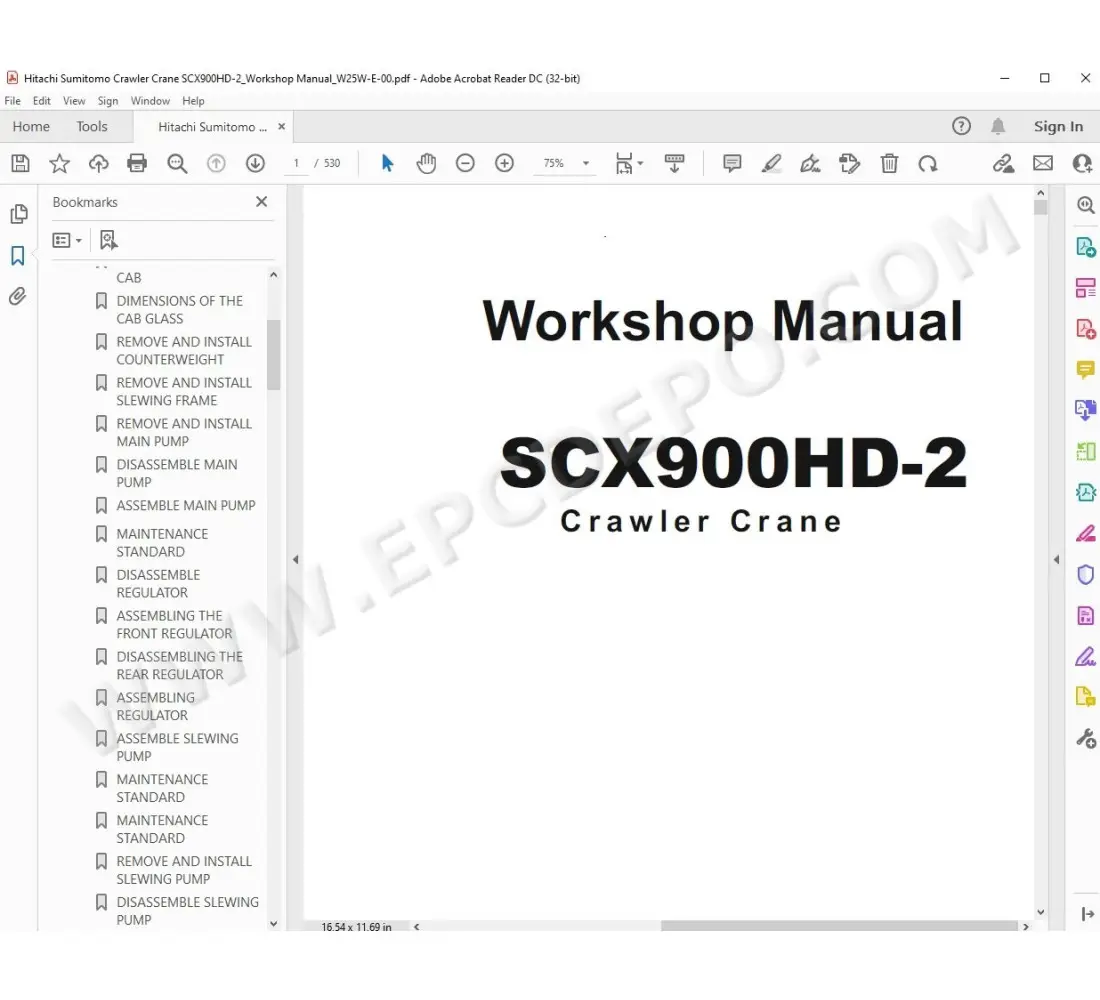 Hitachi Sumitomo Crawler Crane SCX900HD-2 service manual