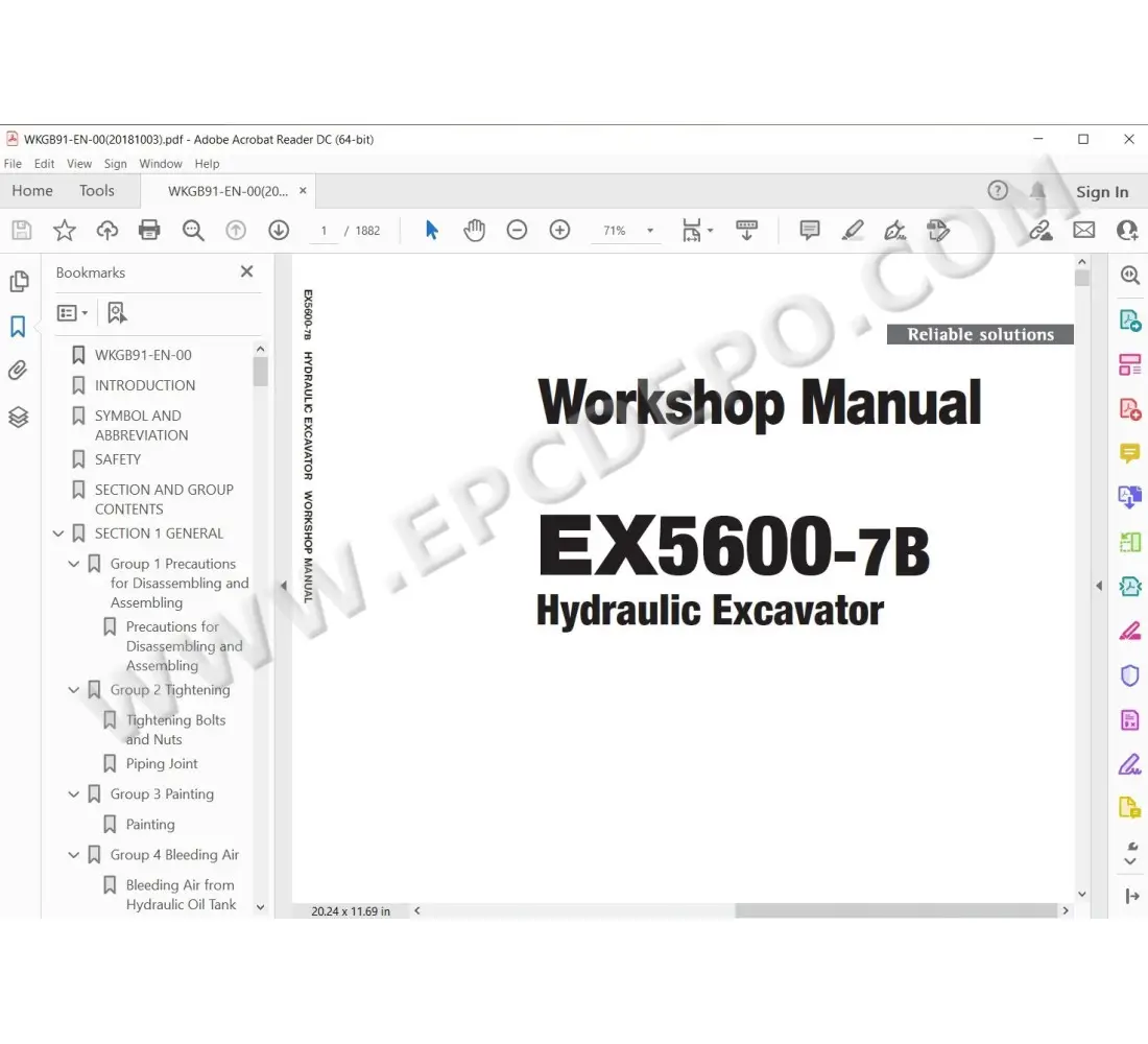 Hitachi Excavator EX5600-7B workshop service manual