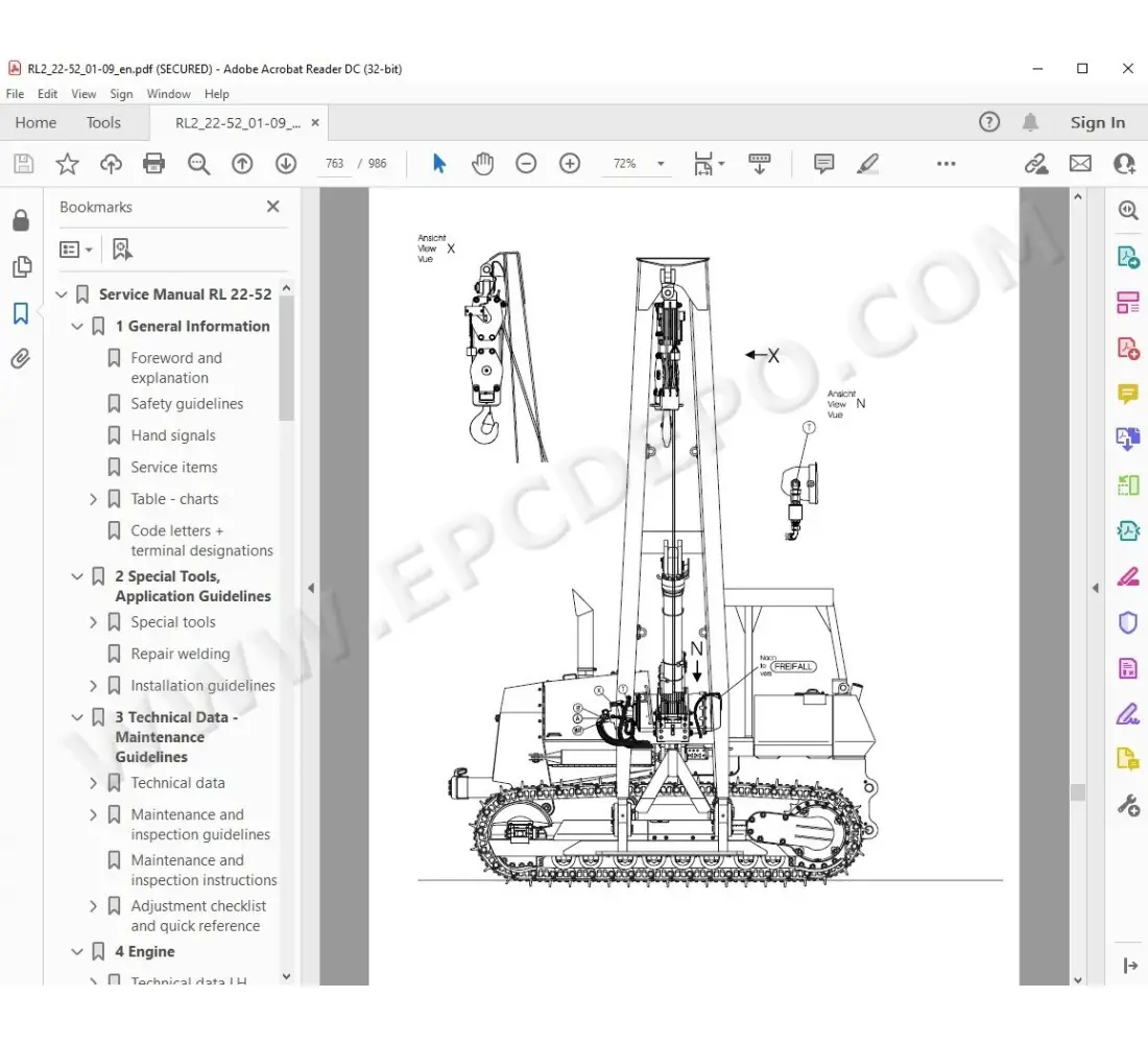 Liebherr pipe layer RL22B RL42B RL52 series 2 service manual