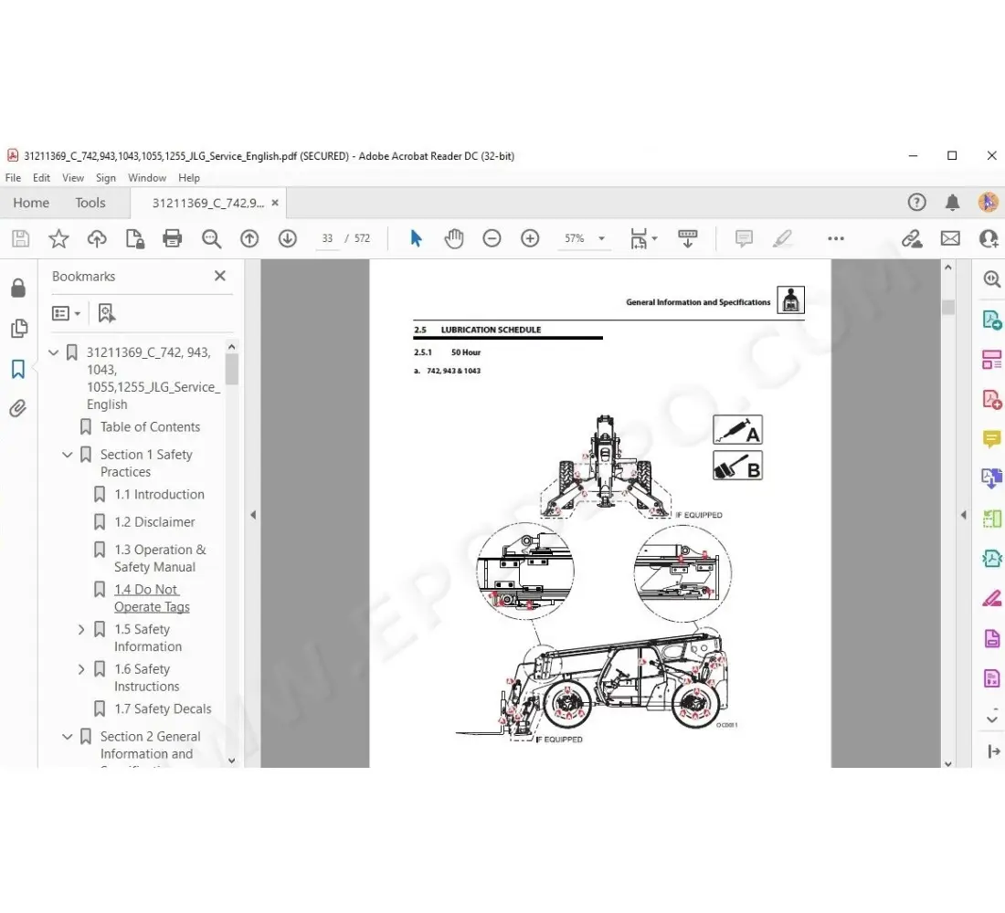 JLG Telehandler 1255 service & repair manual