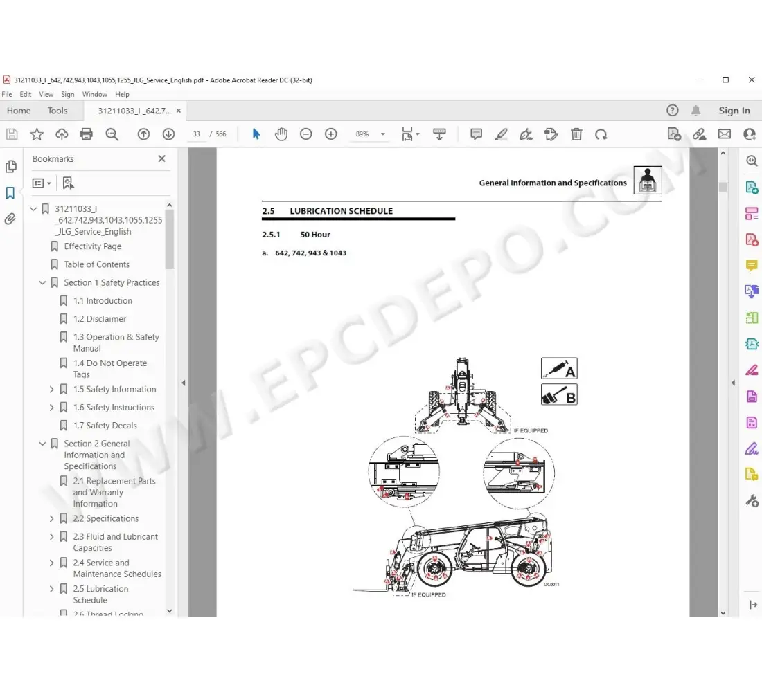 JLG Telehandler 642 service & repair manual
