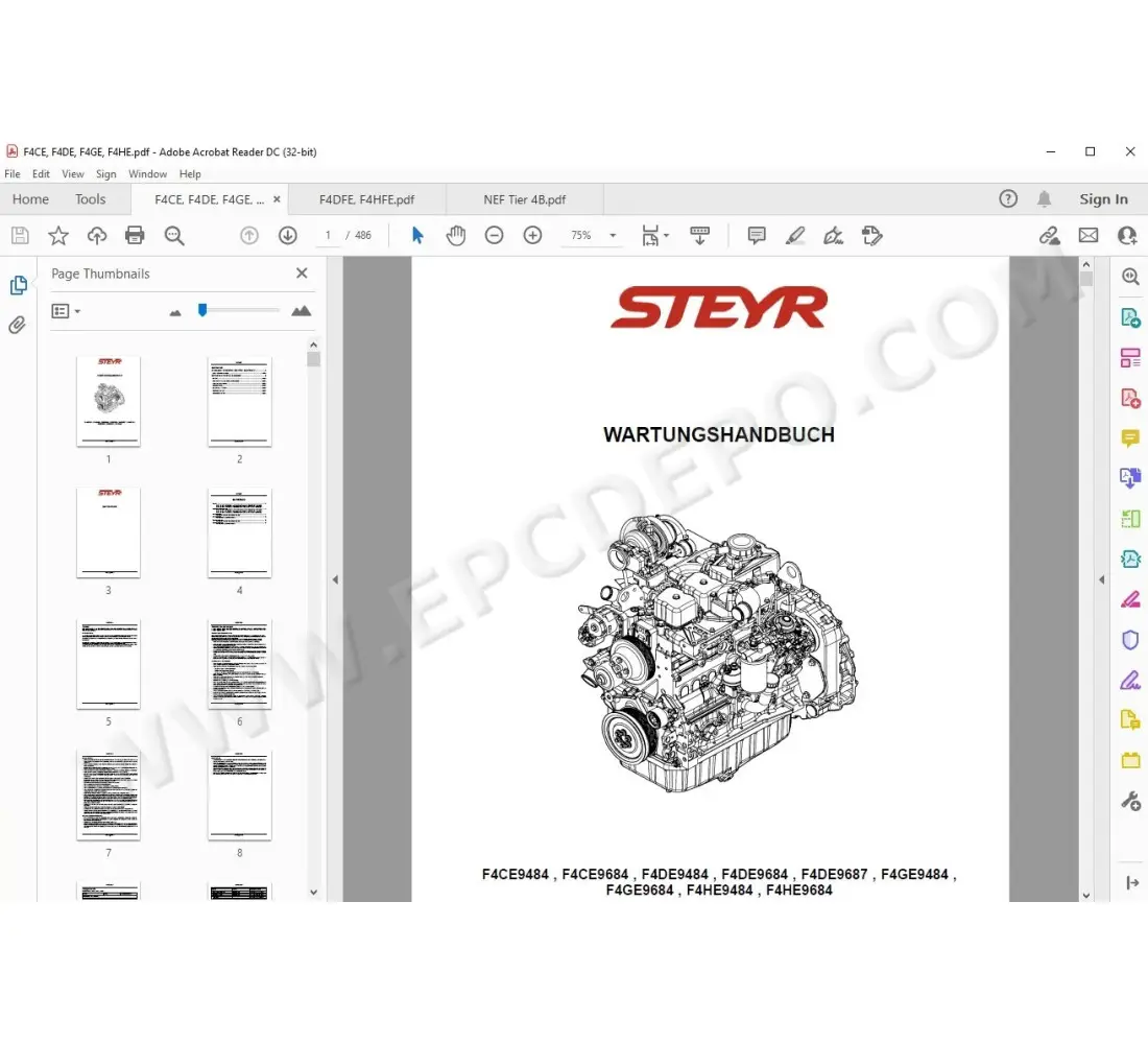 Steyr Engine F4CE F4DE F4GE F4DFE F4HFE service manual DE