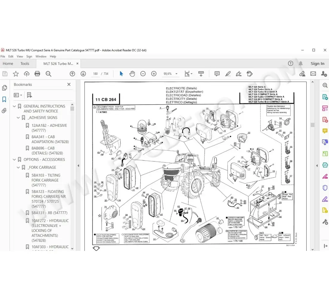 Manitou MLT 526 Turbo / Mono Ultra / Compact A parts manual