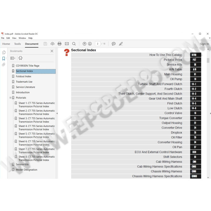 Allison Transmission CLT CLBT 755 755DB parts manual