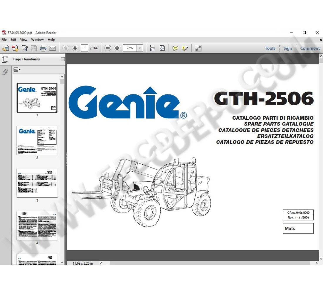 Genie / Terex Telehandler & Forklift EPC spare parts catalog
