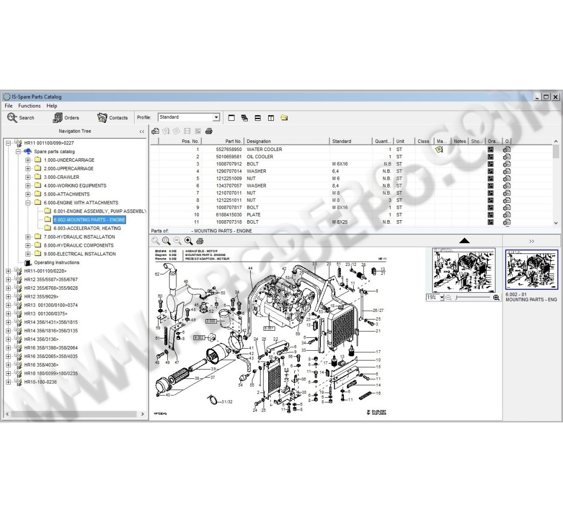 Terex Excavator HR11 HR12 HR13 HR14 HR16 HR18 parts catalog