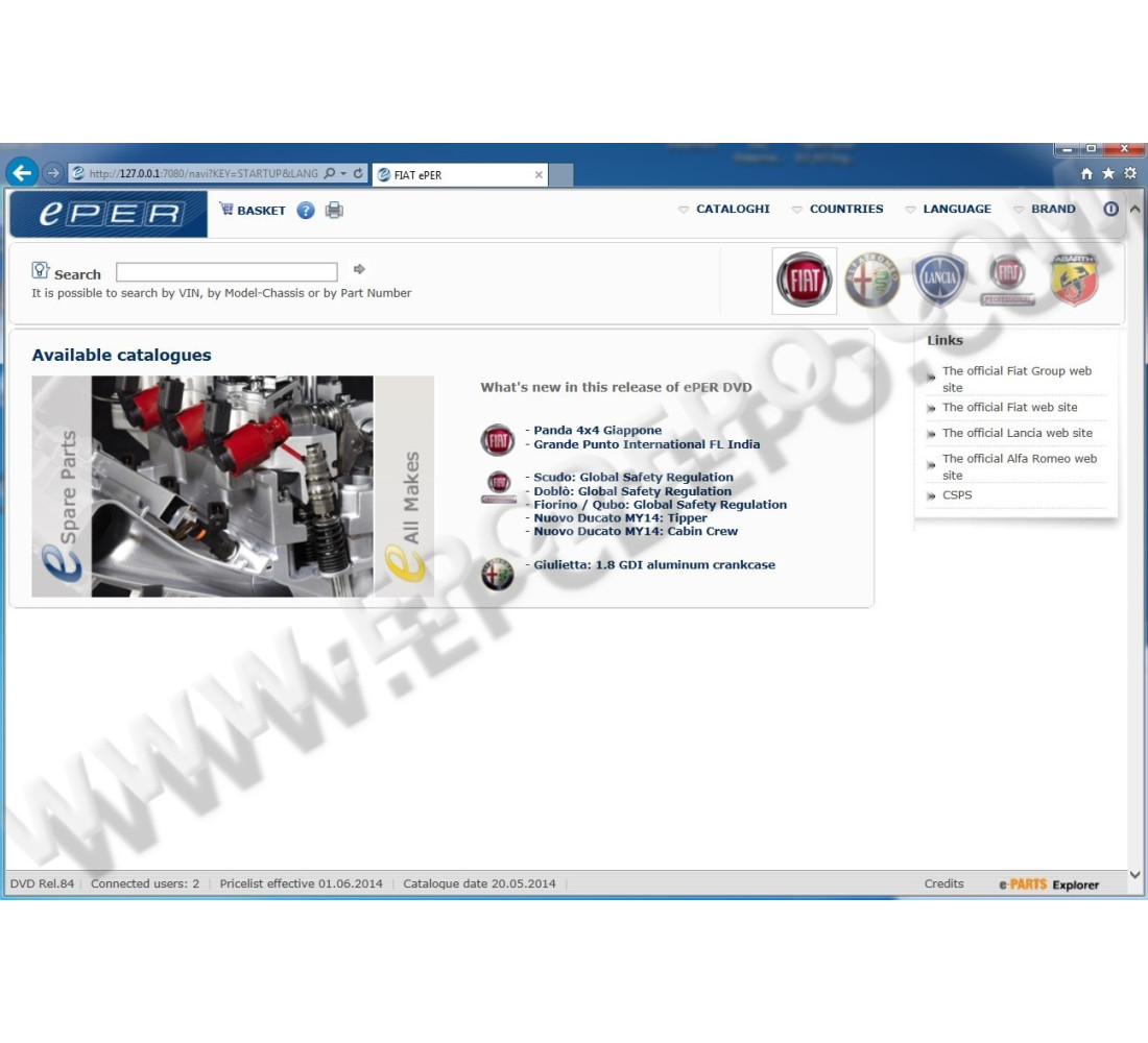 Fiat, Alfa Romeo, Abarth, Lancia EPER EPC parts catalog 2014